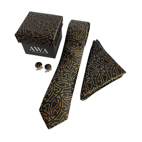 Awa Clothing Boxed Tie Set Black and Gold – TePapaStore